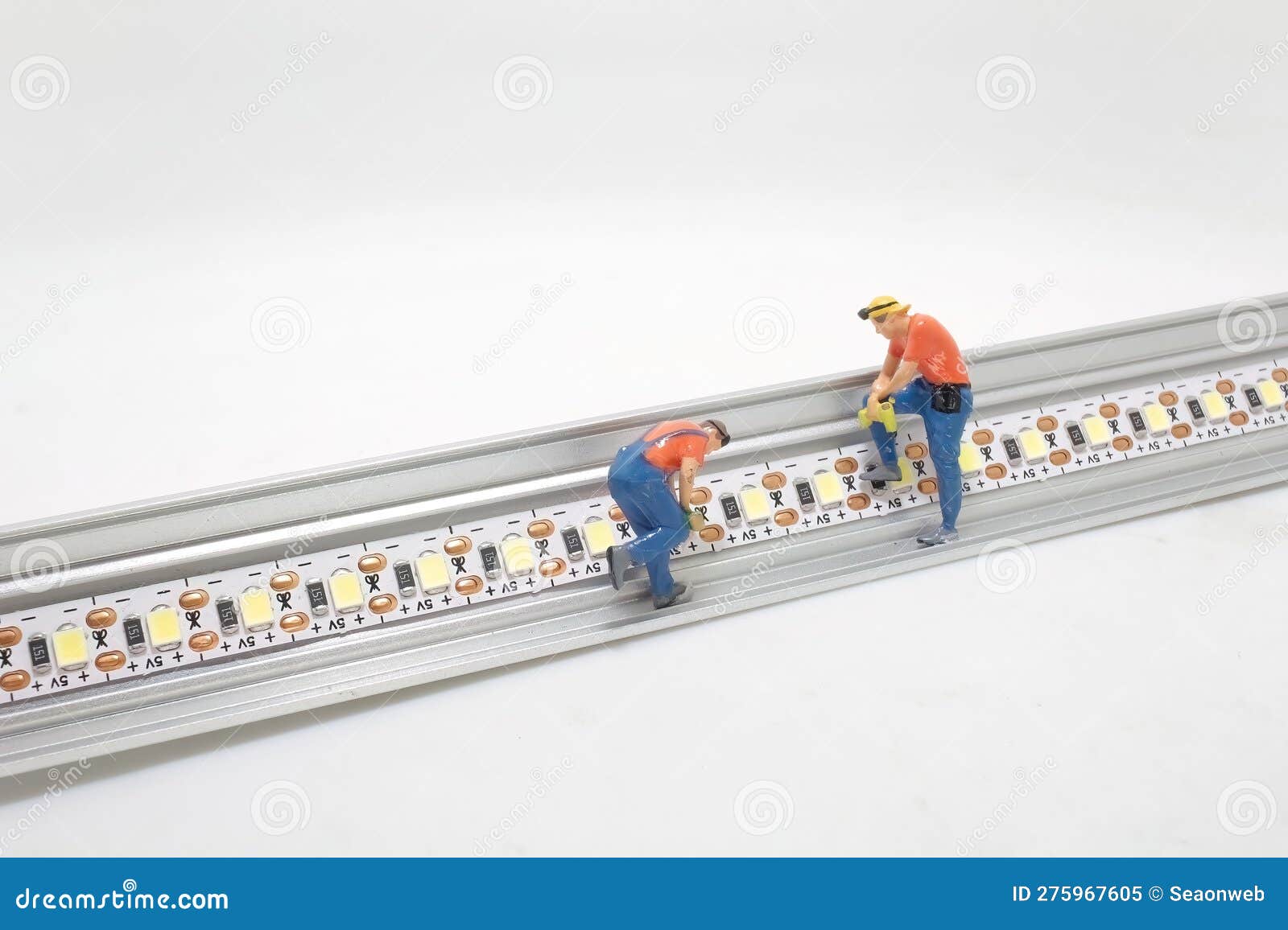 The Installing LED Wall Light Fixture, Electrician Connect Stock Image ...