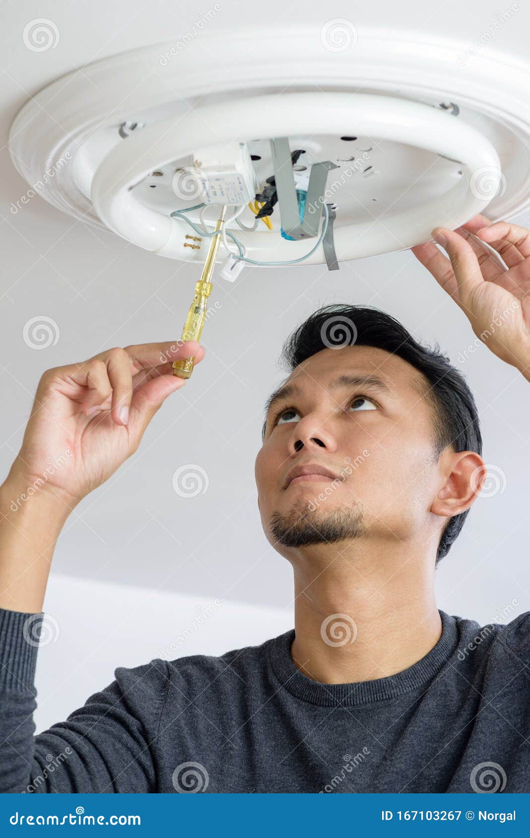 Installing light bulb stock image. Image of repairing - 167103267