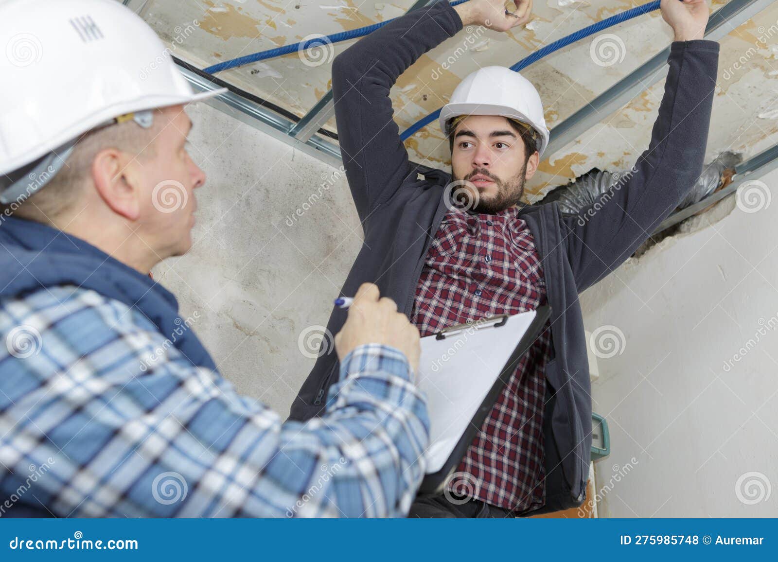 Installing Metal Frame for Drywall Stock Photo - Image of brigade ...