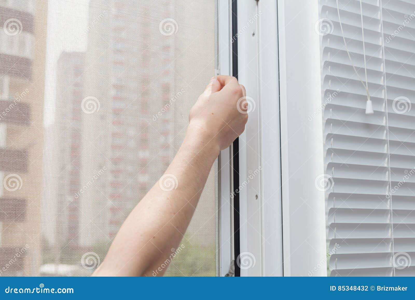 Installing Mosquito Nets for Plastic Windows. Stock Photo - Image of ...