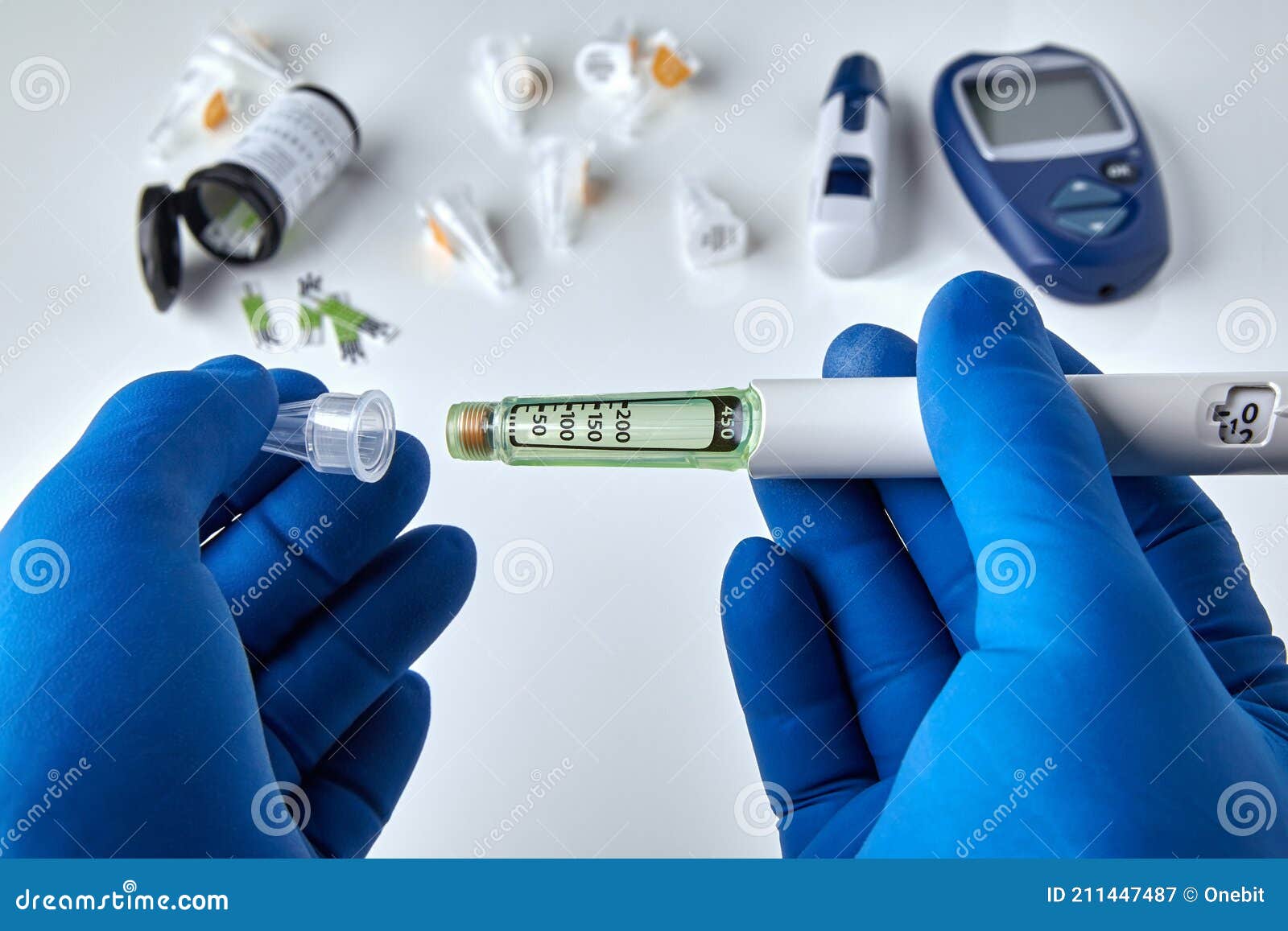 Installing the Needle on the Syringe Pen Stock Image - Image of illness ...