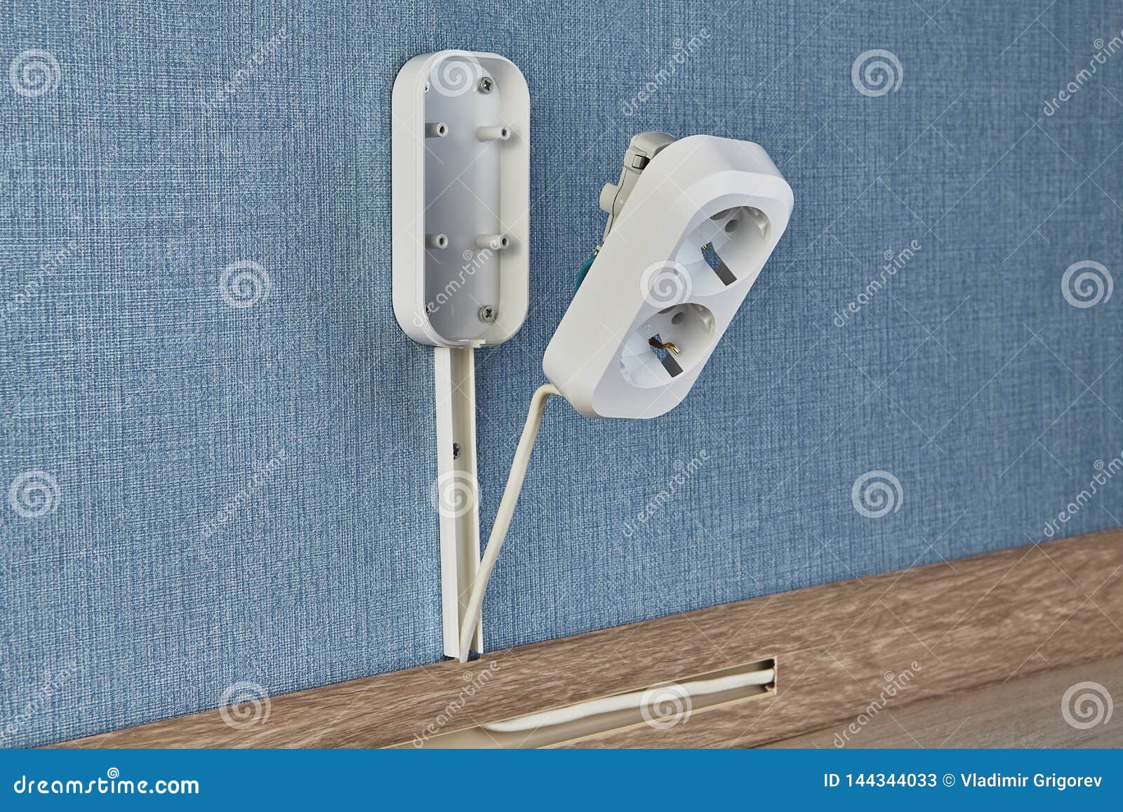 Installing of New Euro Wall Socket Stock Image - Image of electric ...