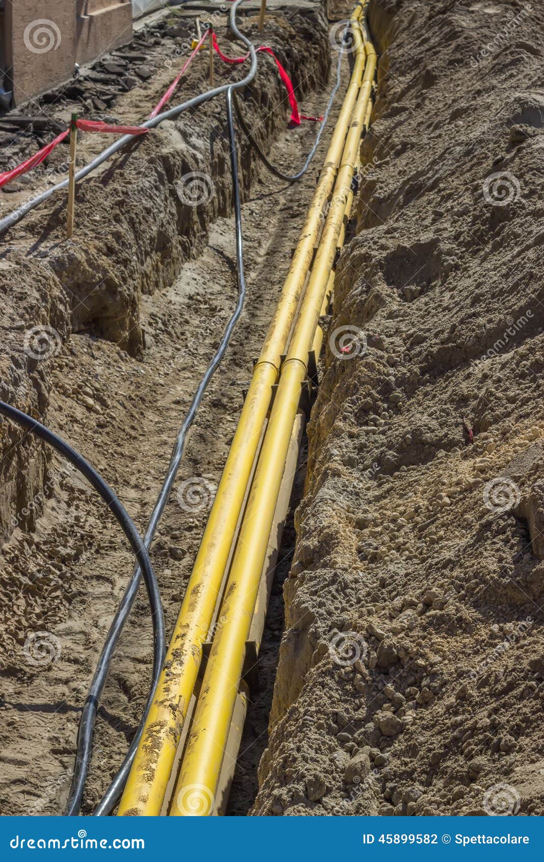 Installing New Ground Infrastructure in the Street Stock Photo - Image ...