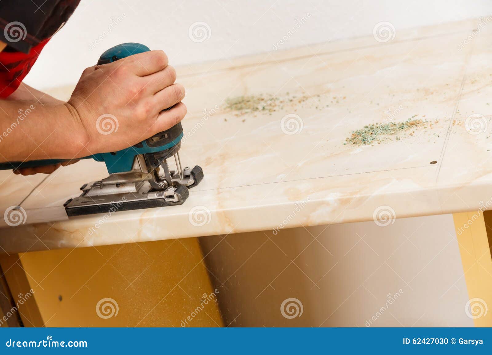 Installing New Hob in Modern Kitchen Stock Photo - Image of attach ...