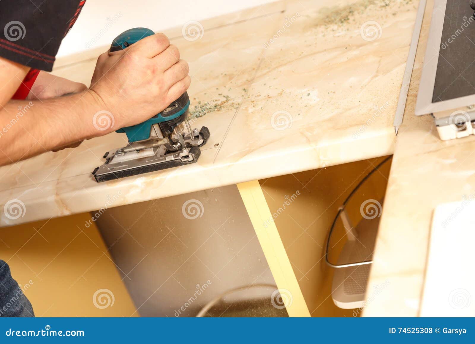 Installing New Induction Hob Stock Photo - Image of professional ...