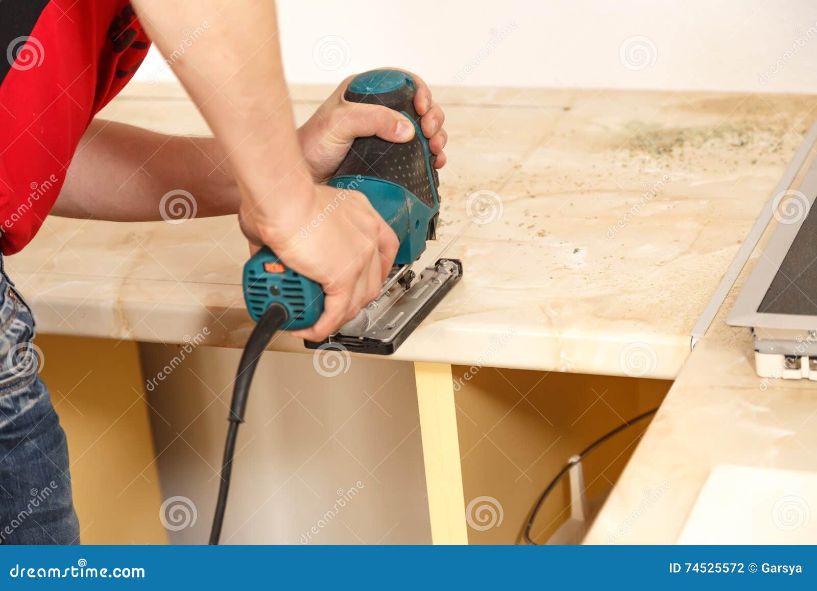 Installing New Induction Hob Stock Photo - Image of stove, construction ...