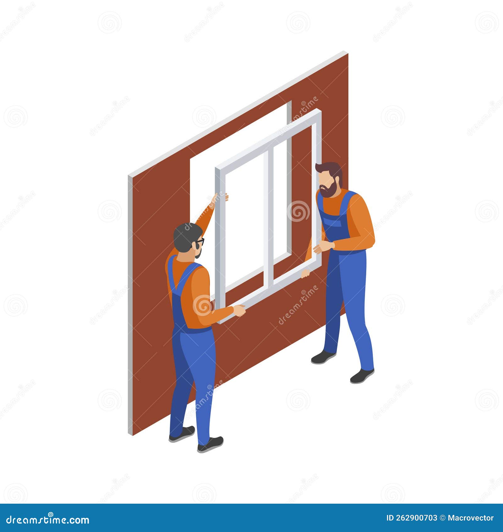 Installing New Window Composition Stock Vector - Illustration of ...