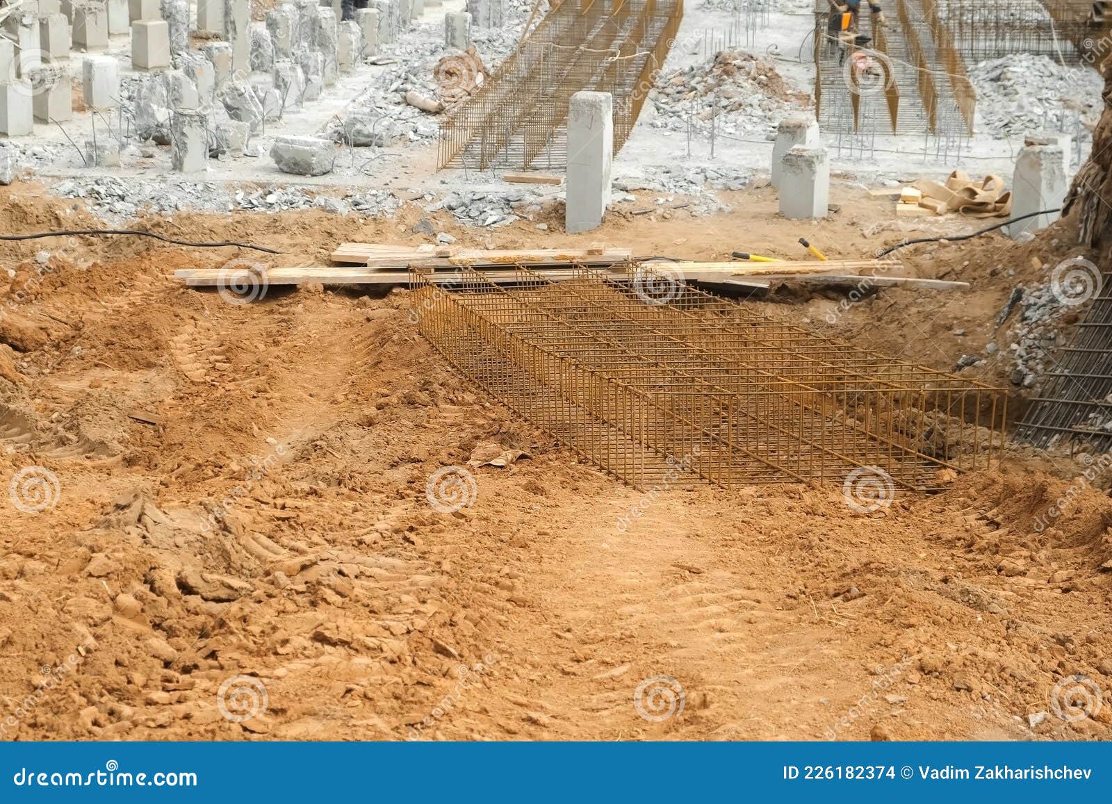 Installing Piles, Work in Laying the Foundation Building on ...