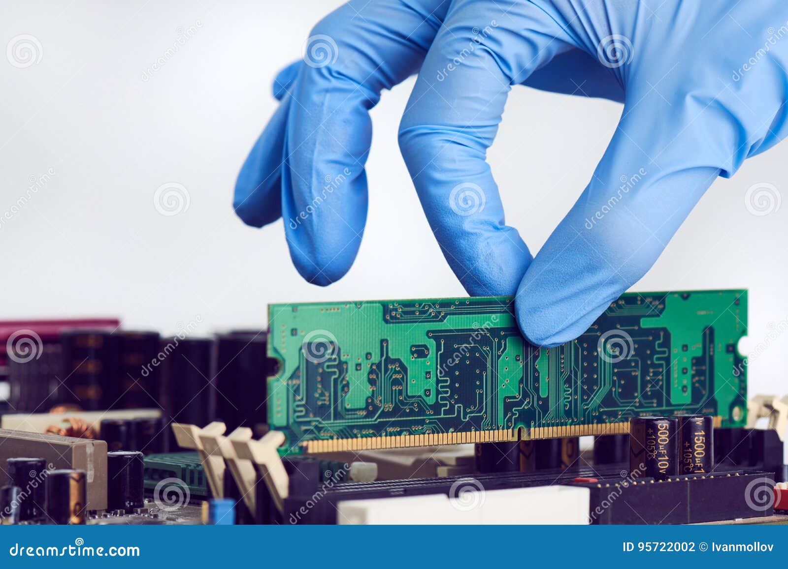 Installing in Place Computer RAM Memory Chip Stock Photo - Image of ...