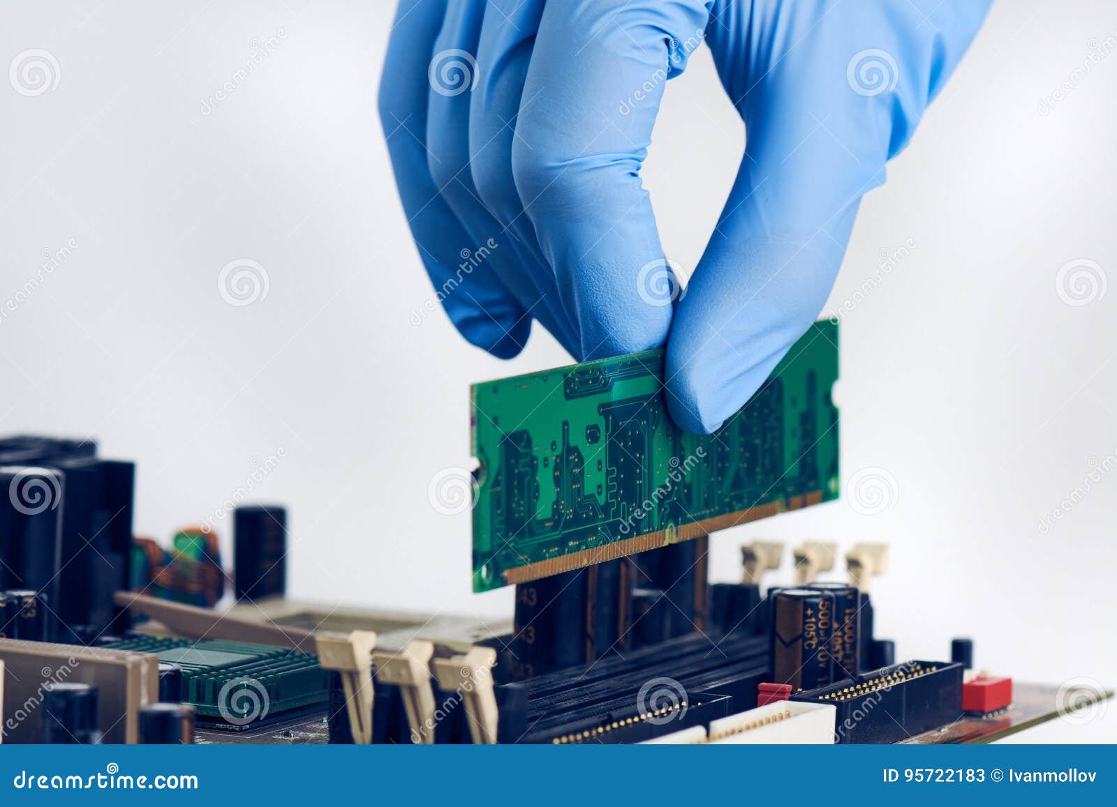 Installing in Place Computer RAM Memory Chip Stock Image - Image of ...