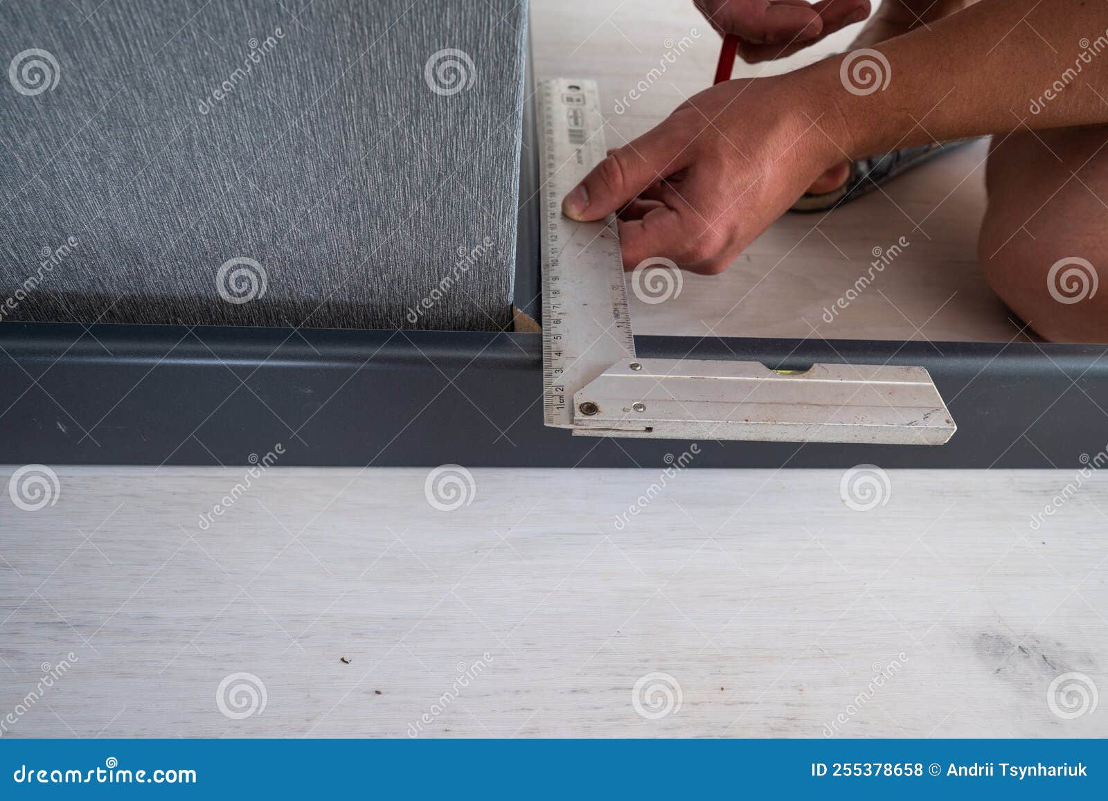 Installing a Plinth in the Room, Measuring the Required Length Using a ...