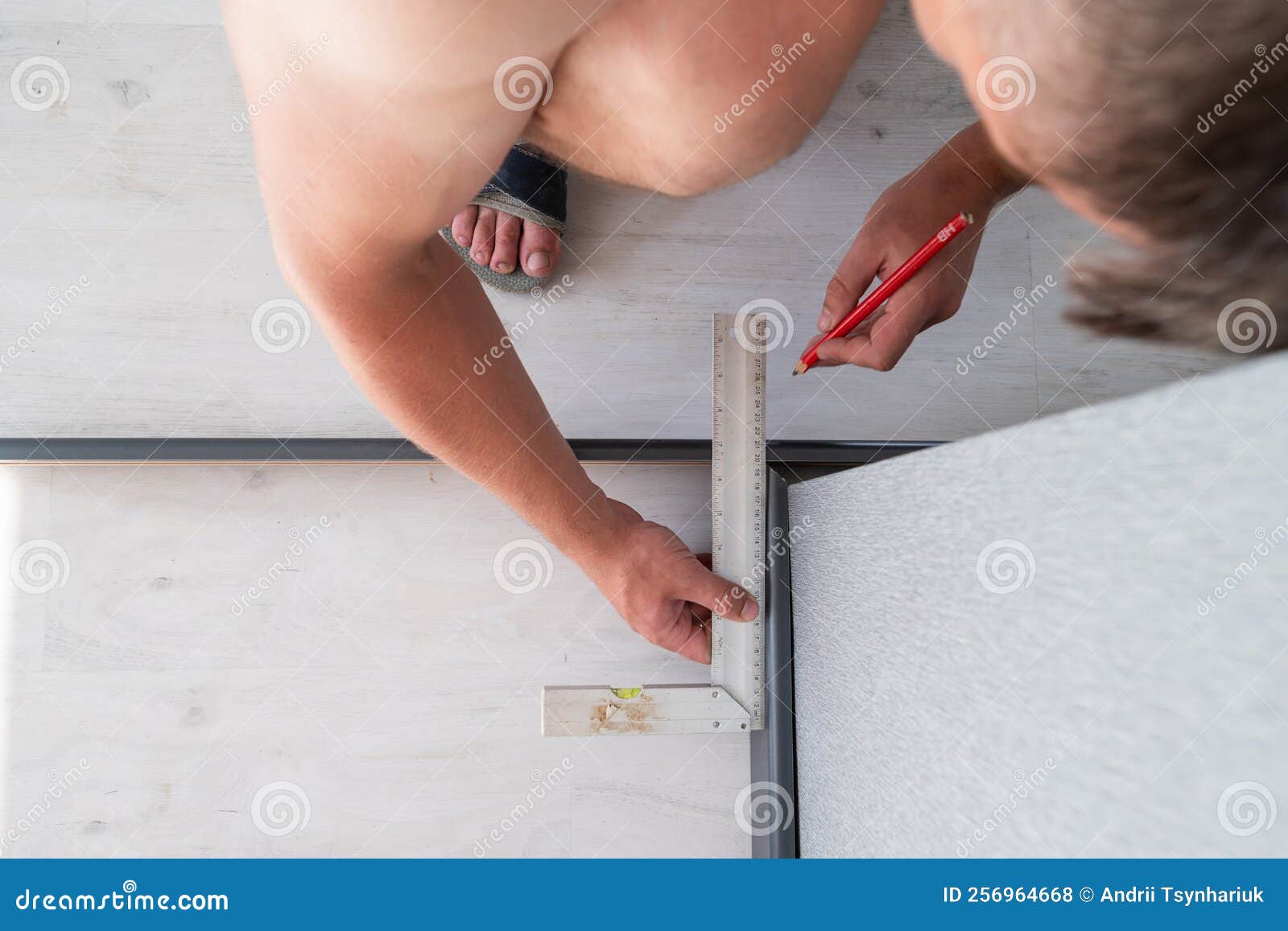 Installing a Plinth in the Room, Measuring the Required Length Using a ...