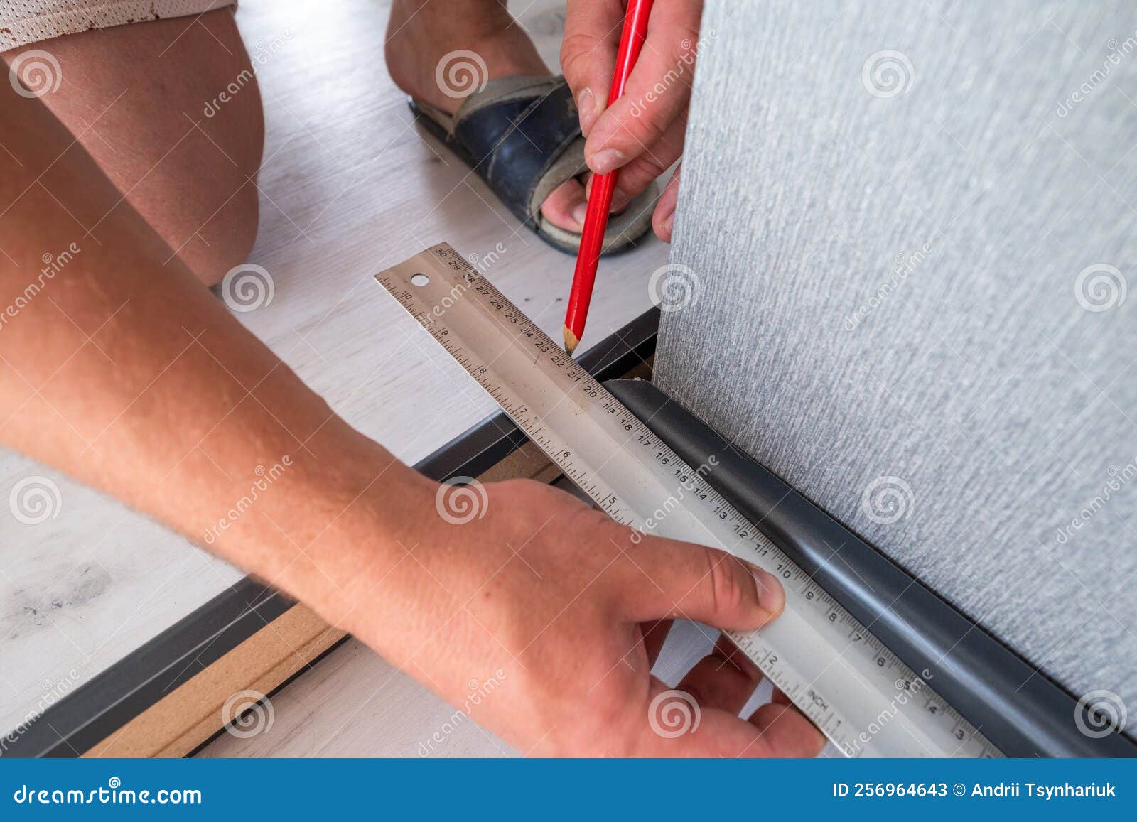 Installing a Plinth in the Room, Measuring the Required Length Using a ...