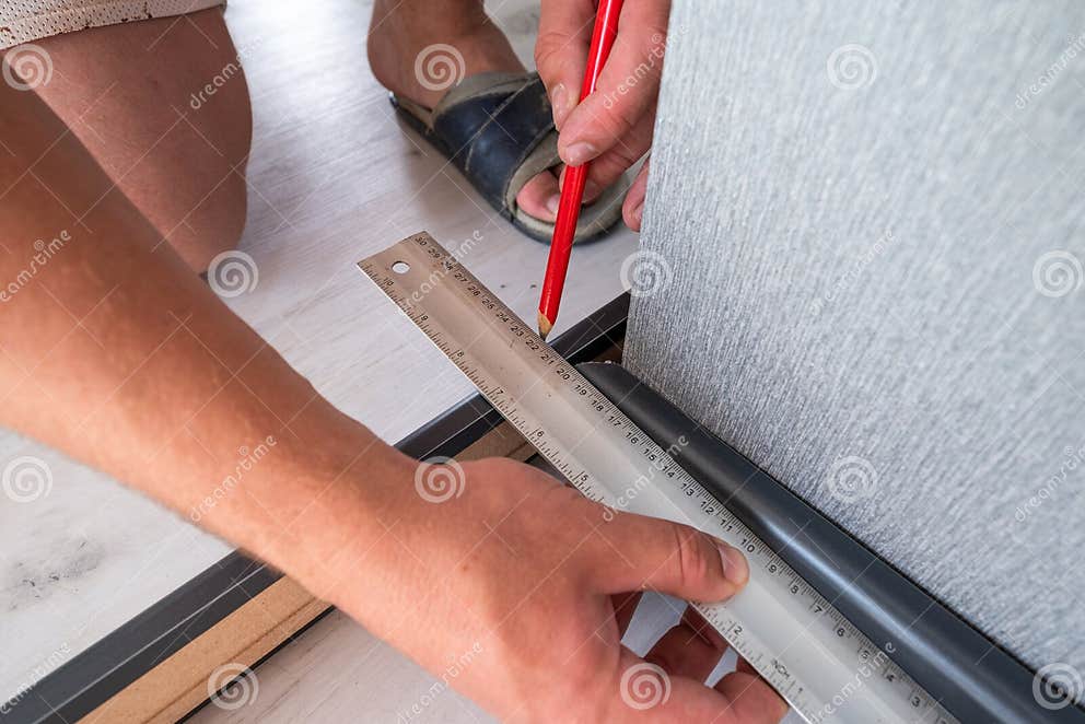 Installing a Plinth in the Room, Measuring the Required Length Using a ...