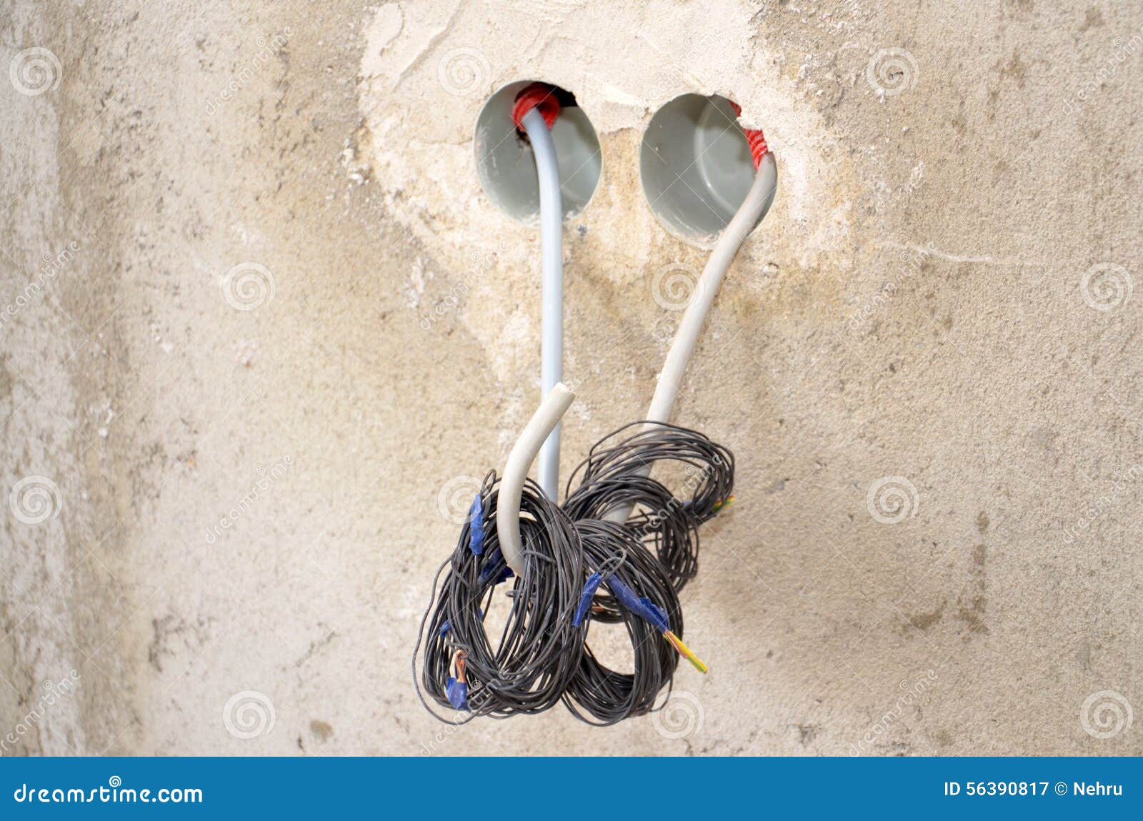 Installing Power Outlets. Power Sockets on Initial Stage of ...