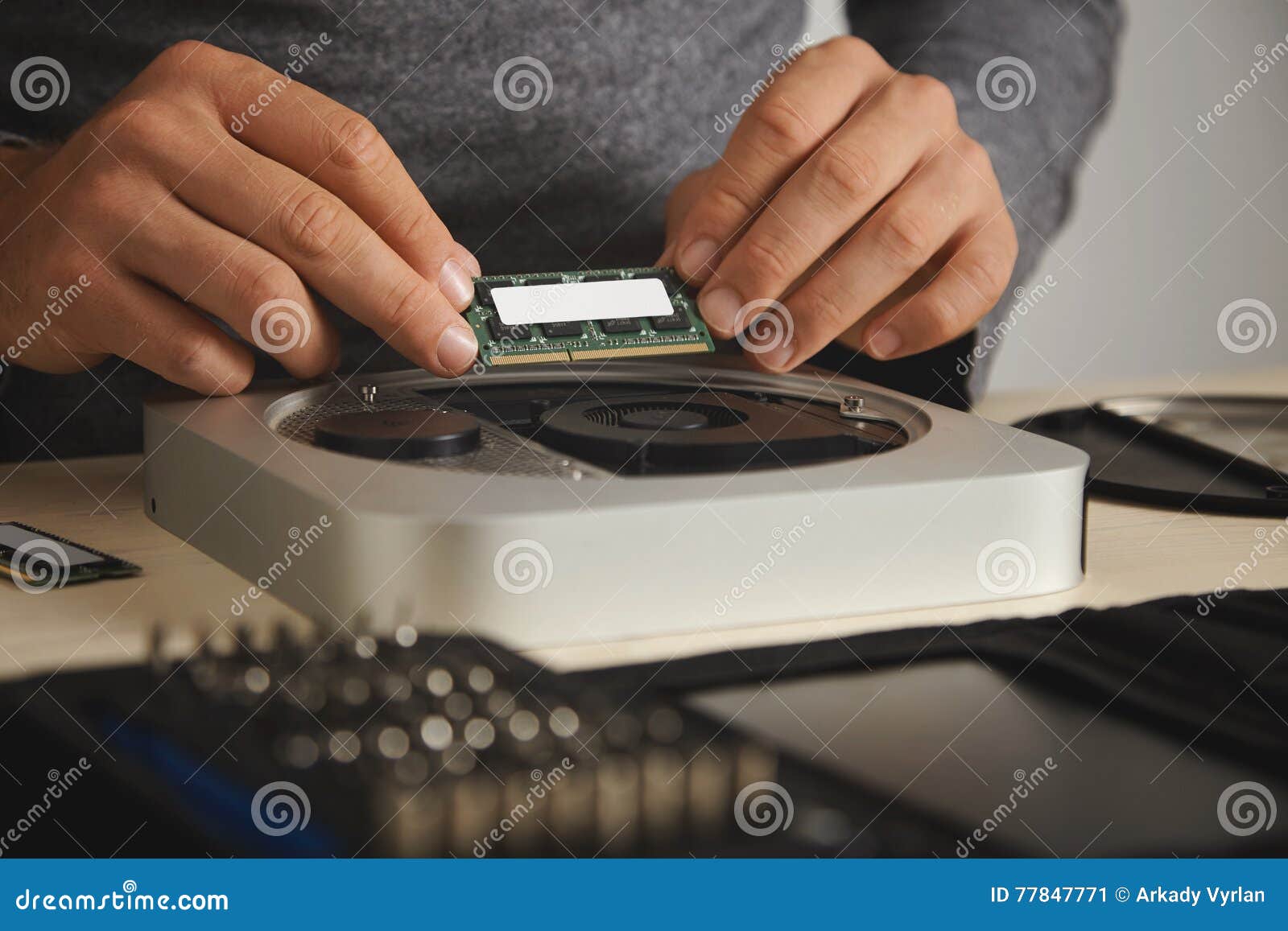 Installing RAM into Computer Stock Image - Image of component ...
