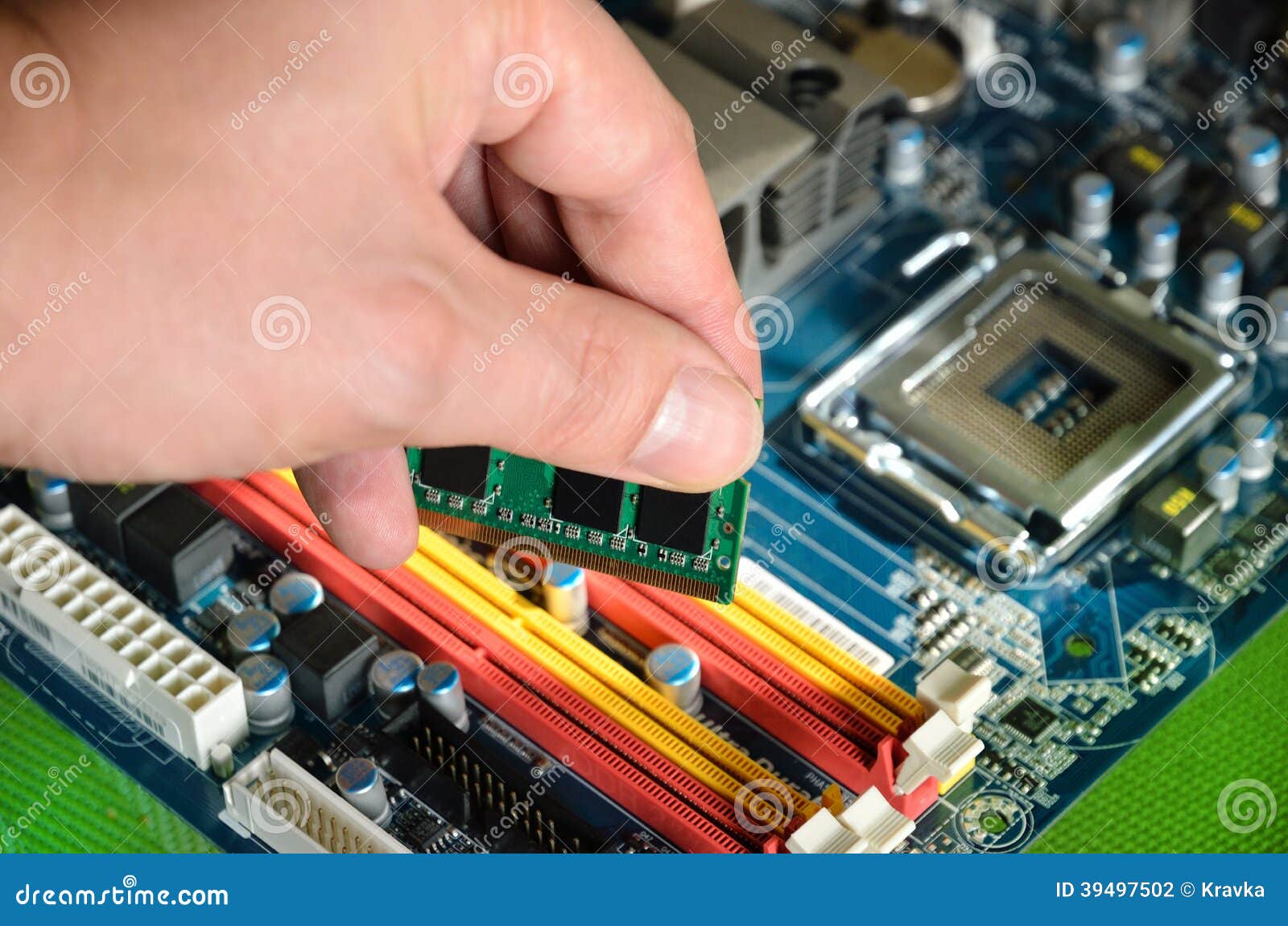 Installing RAM Computer Memory Stock Photo - Image of equipment ...
