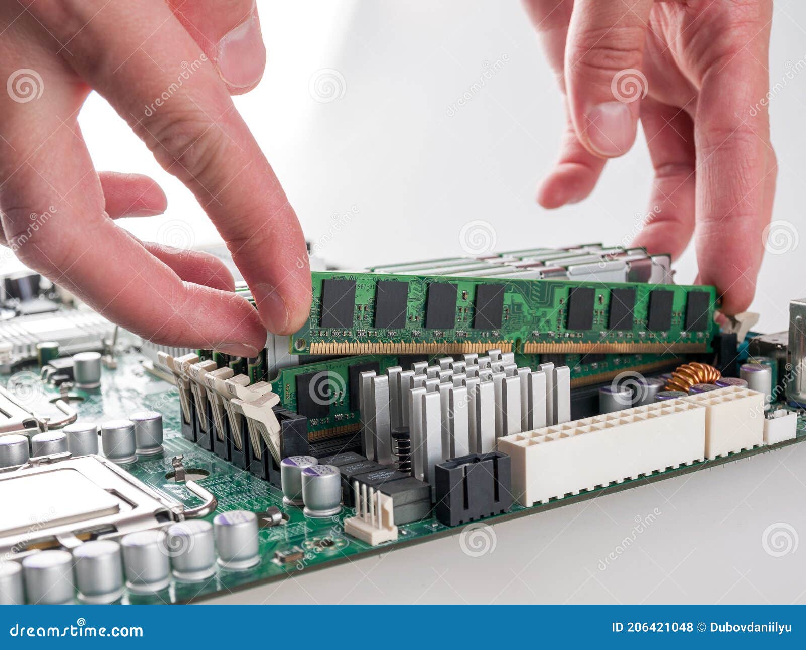 Installing RAM Modules In The Computer Motherboard, Replacing And ... Installing RAM Modules In The Computer Motherboard, Replacing And ...