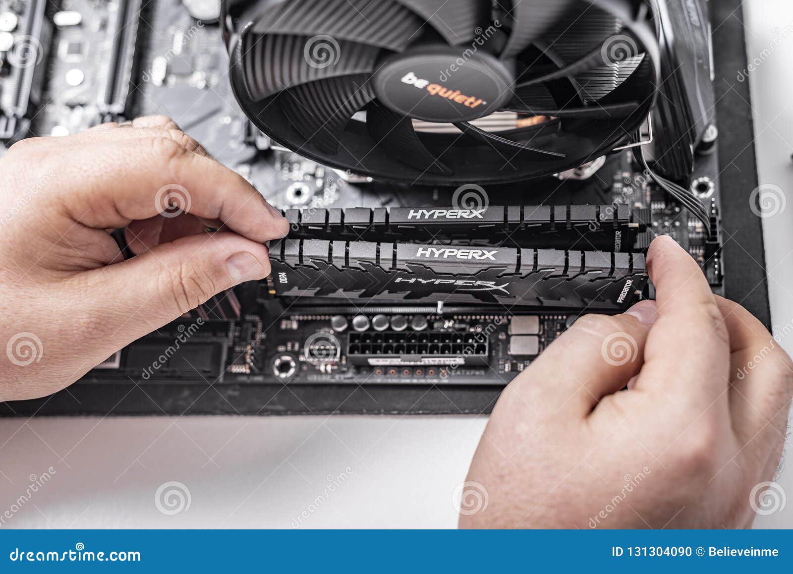 Installing Random Access Memory into PC. Editorial Image - Image of equipment, access: 131304090