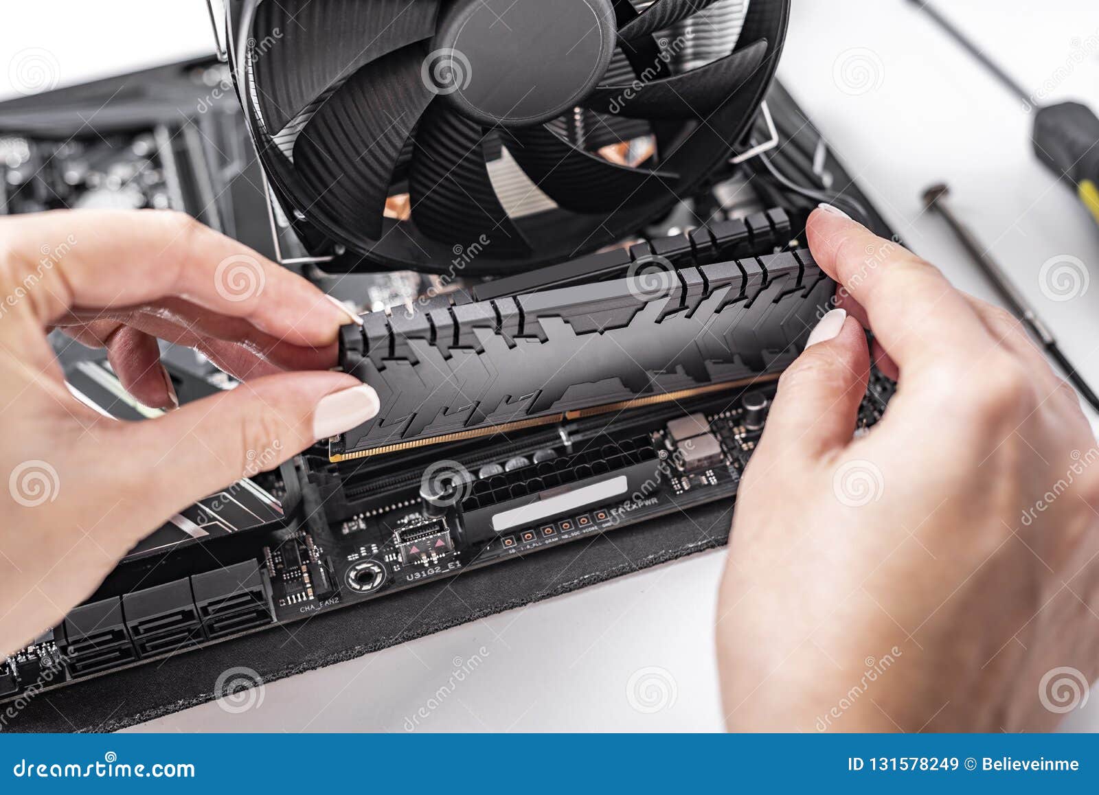 Installing Random Access Memory Into PC. Royalty-Free Stock Photography | CartoonDealer.com ...