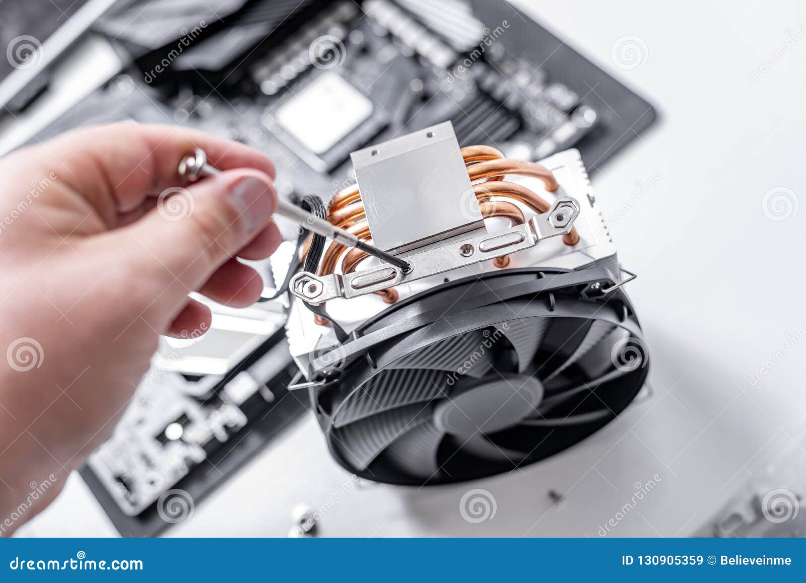 Installing or Repair the Air Cooling System of the PC Processor. Stock ...