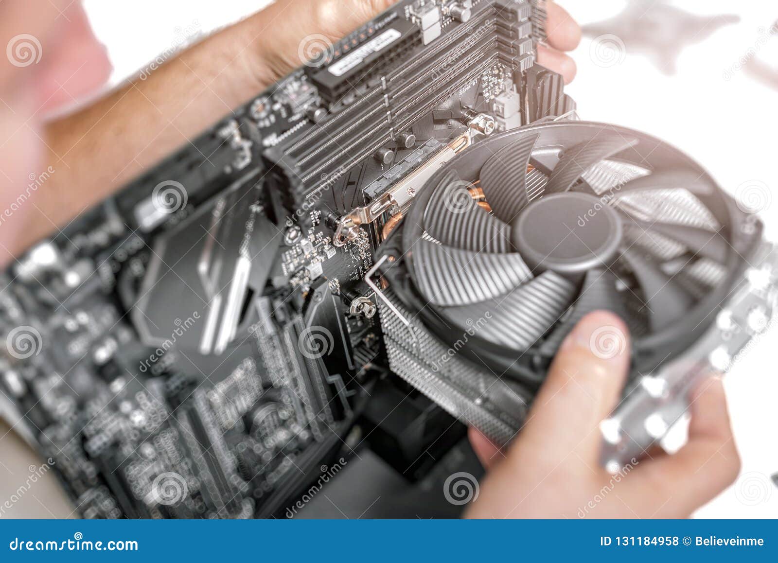 Installing or Repair the Air Cooling System of the PC Processor. Stock ...