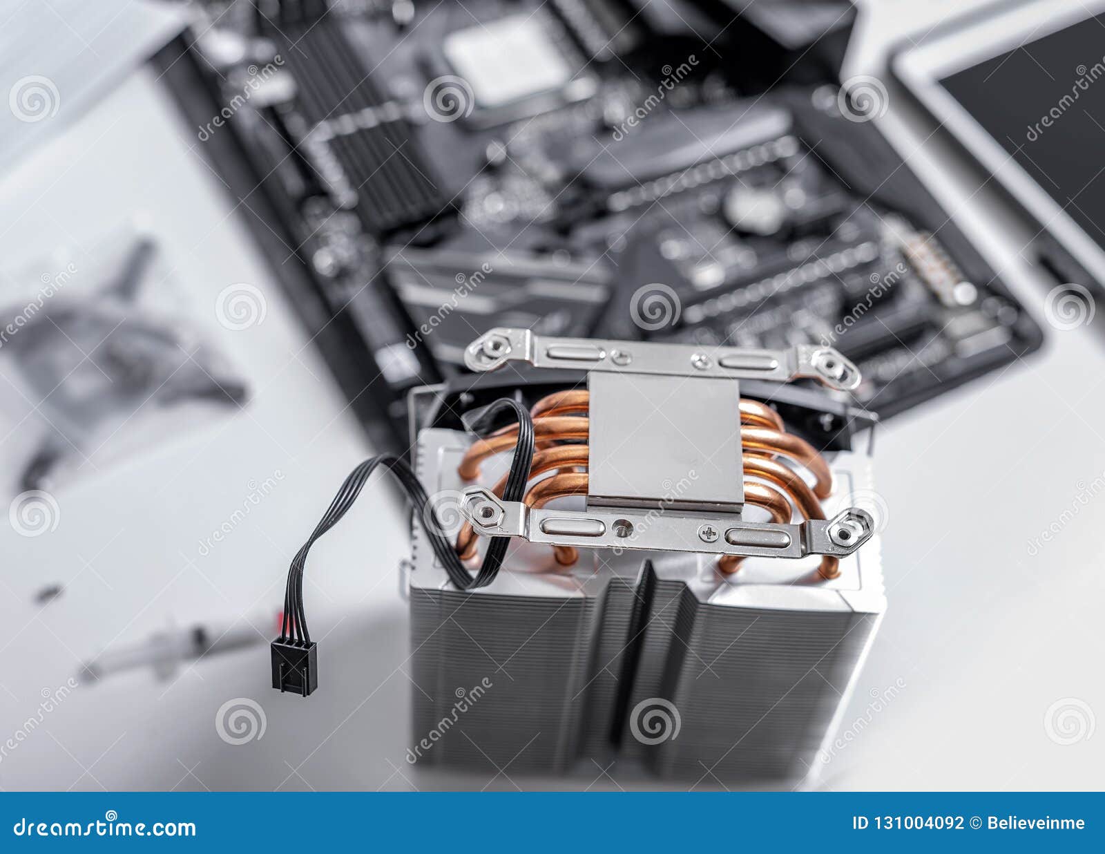 Installing or Repair the Air Cooling System of the PC Processor. Stock ...
