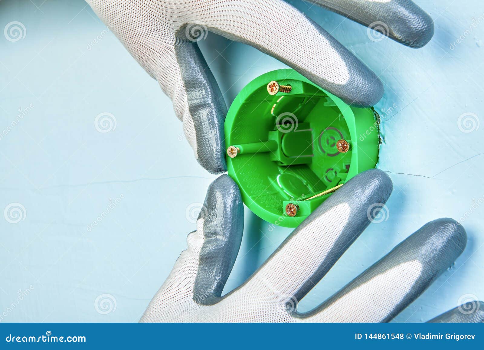 Installing of Round Socket Box Stock Photo - Image of energy, socket ...