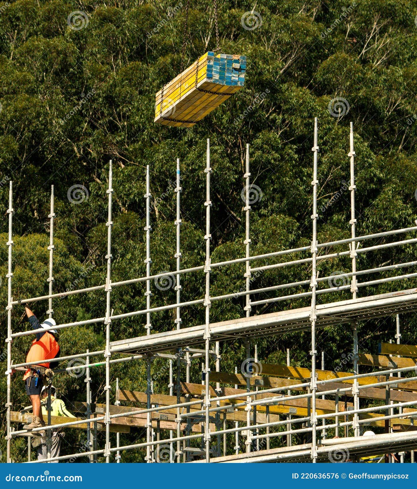 Installing Scaffolding and Flooring Concrete Formwork. Construction ...