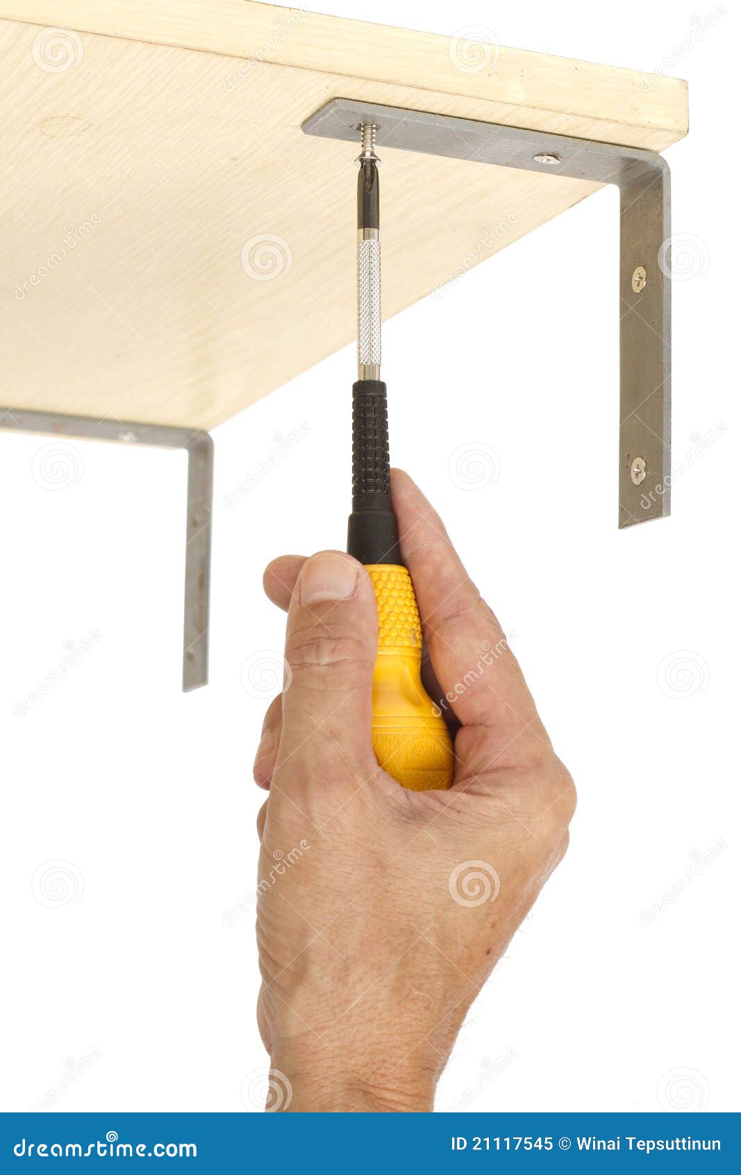 Installing Shelf with Screwdriver Stock Image - Image of tighten, tool ...