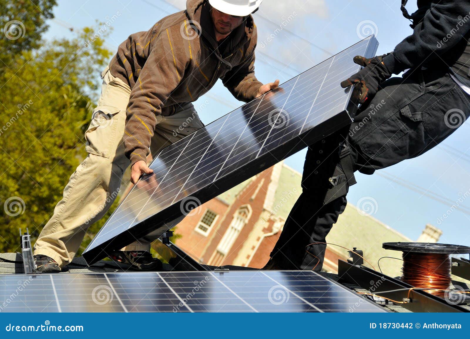 Installing Solar Panels stock photo. Image of alternative - 18730442