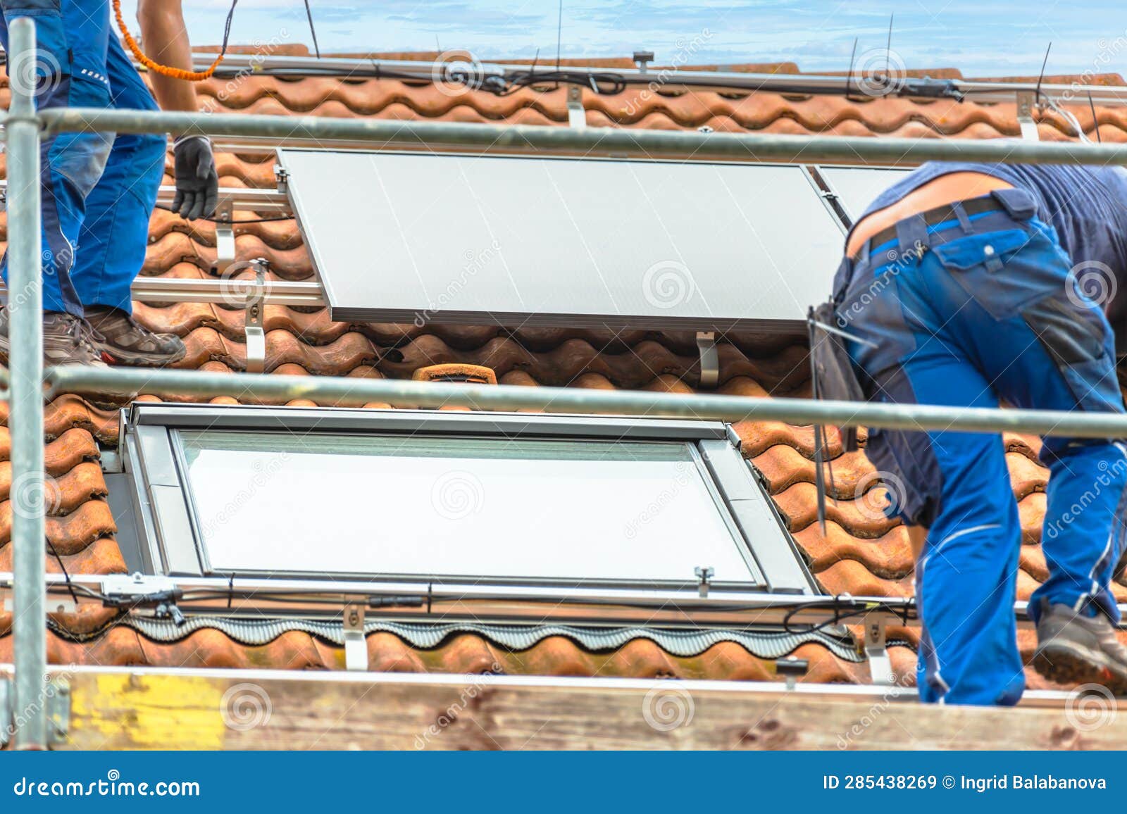 Installing Solar Panels on a Roof. Solar Panels on Roof Stock Image ...