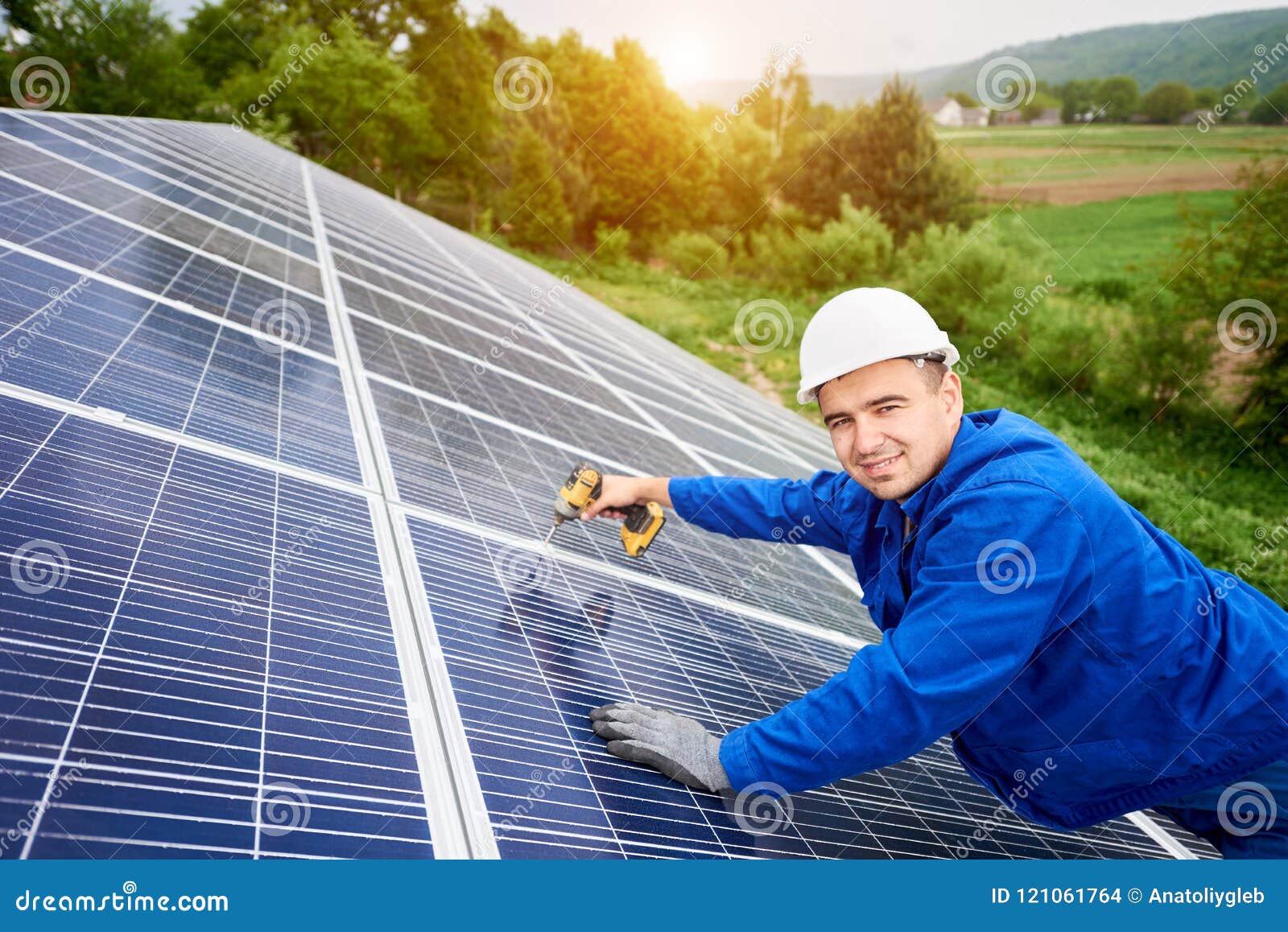 Installing of Solar Photo Voltaic Panel System Stock Photo - Image of ...