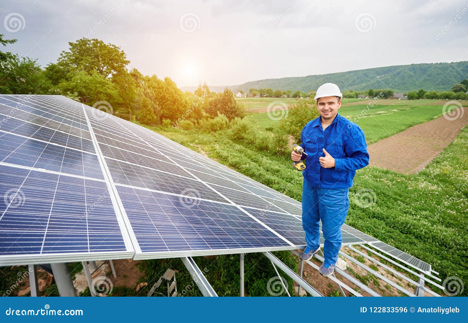 Installing of Solar Photo Voltaic Panel System Stock Photo - Image of ...