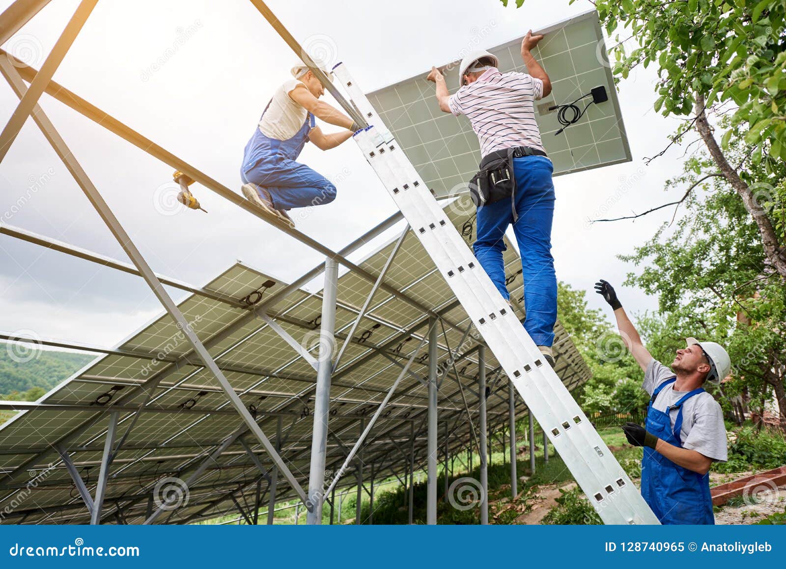 Installing of Solar Photo Voltaic Panel System Stock Image - Image of ...