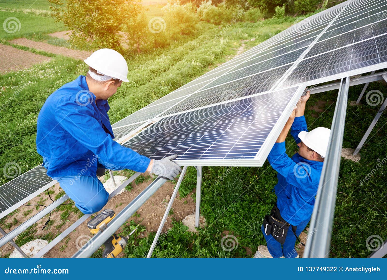 Installing of Solar Photo Voltaic Panel System Stock Photo - Image of ...