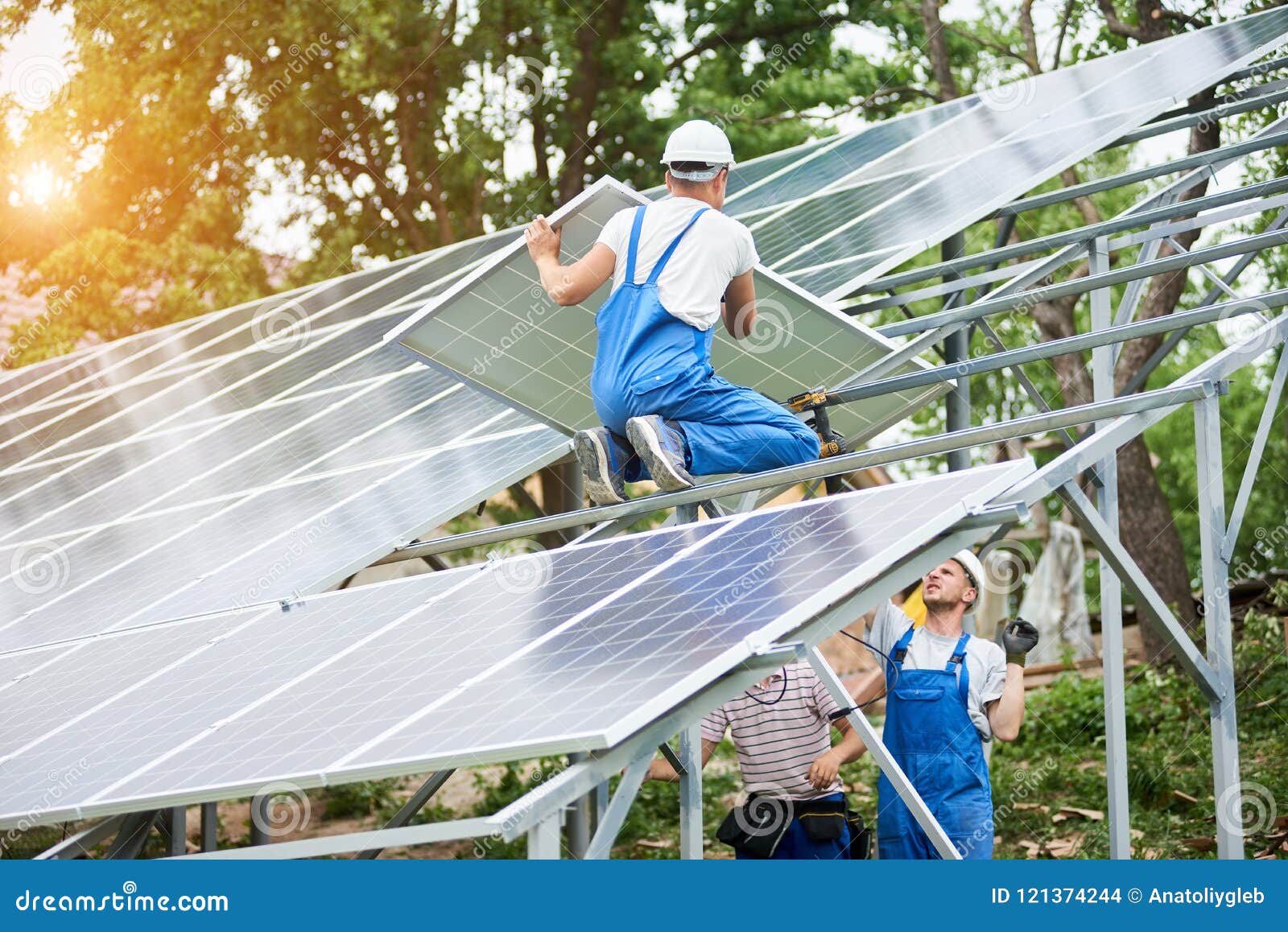 Installing of Solar Photo Voltaic Panel System Stock Photo - Image of ...