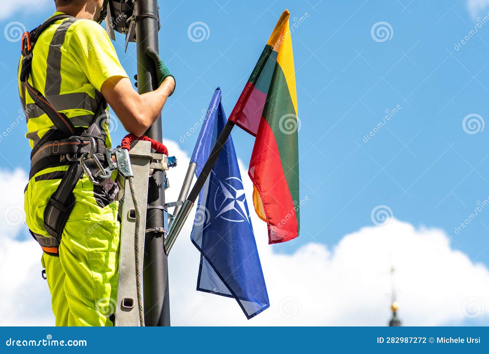 Installing Surveillance and Security Cameras with Flags of NATO and of ...