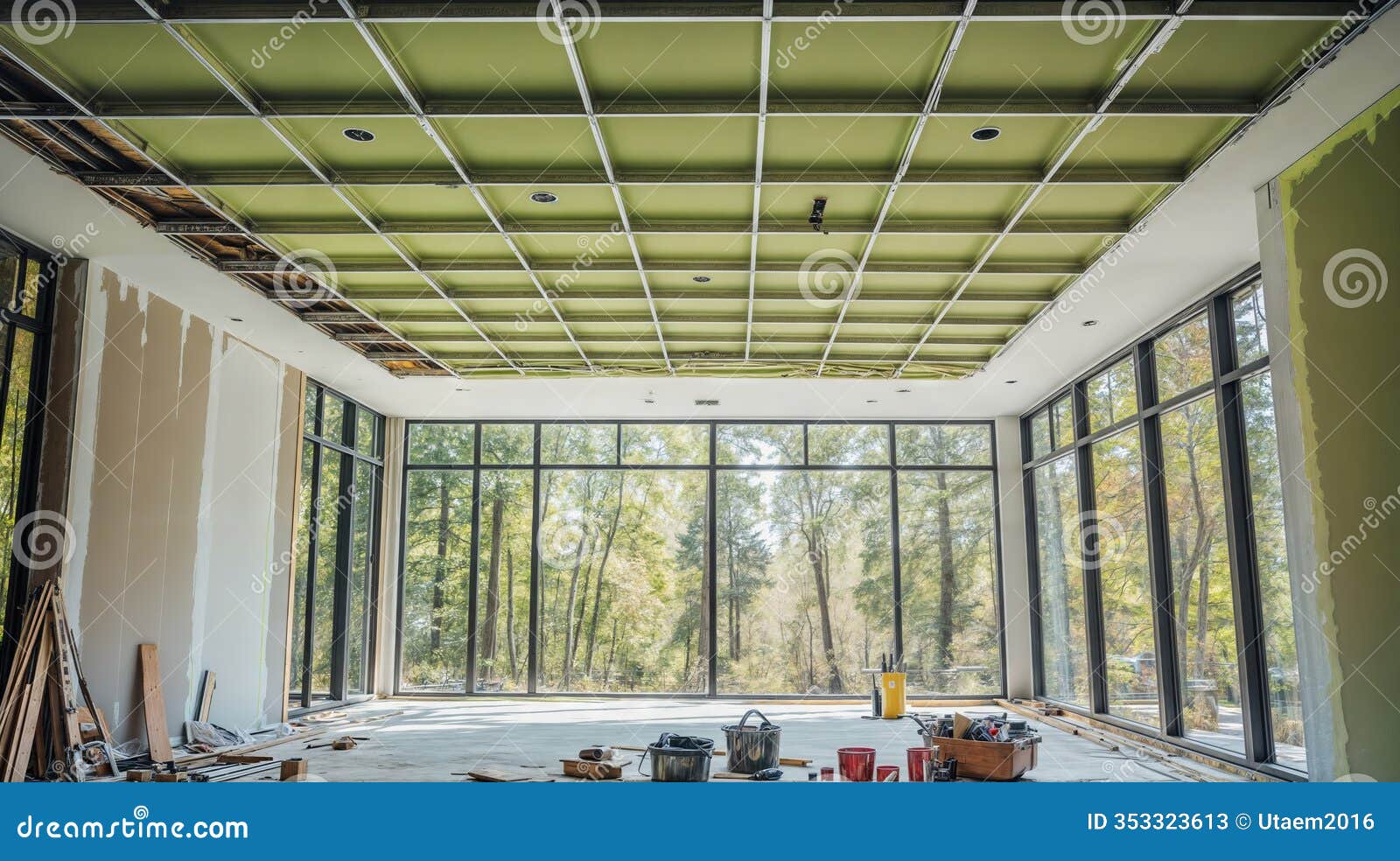 Installing Suspended Ceiling Grid System in Room with Large Windows ...