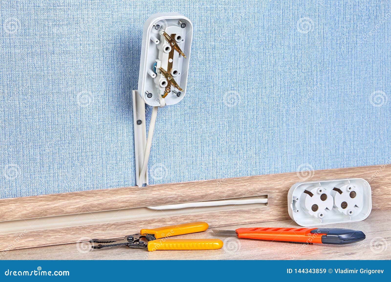 Installing Wall Plugs with Hand Tools Stock Image - Image of device ...