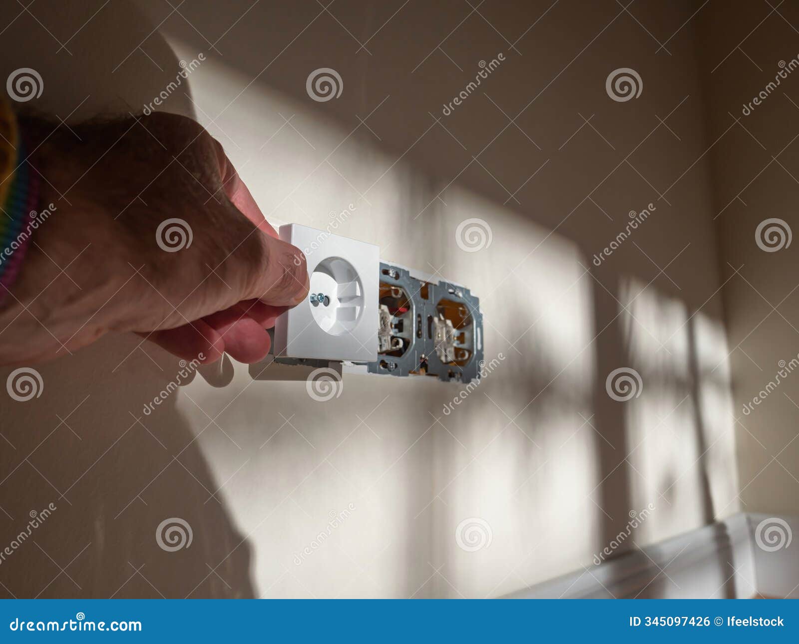 Uninstalled Wall Socket With Exposed Wiring Royalty-Free Stock Photo ...