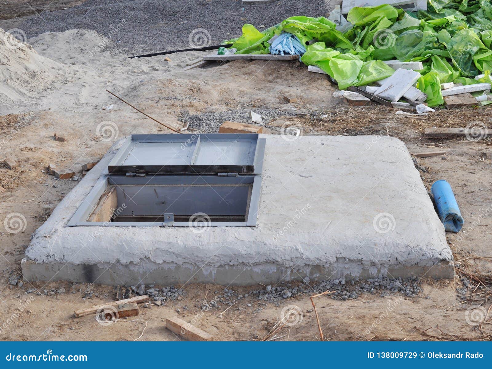 Installing Water Borehole Drilling with Metal Manhole. Water Well ...