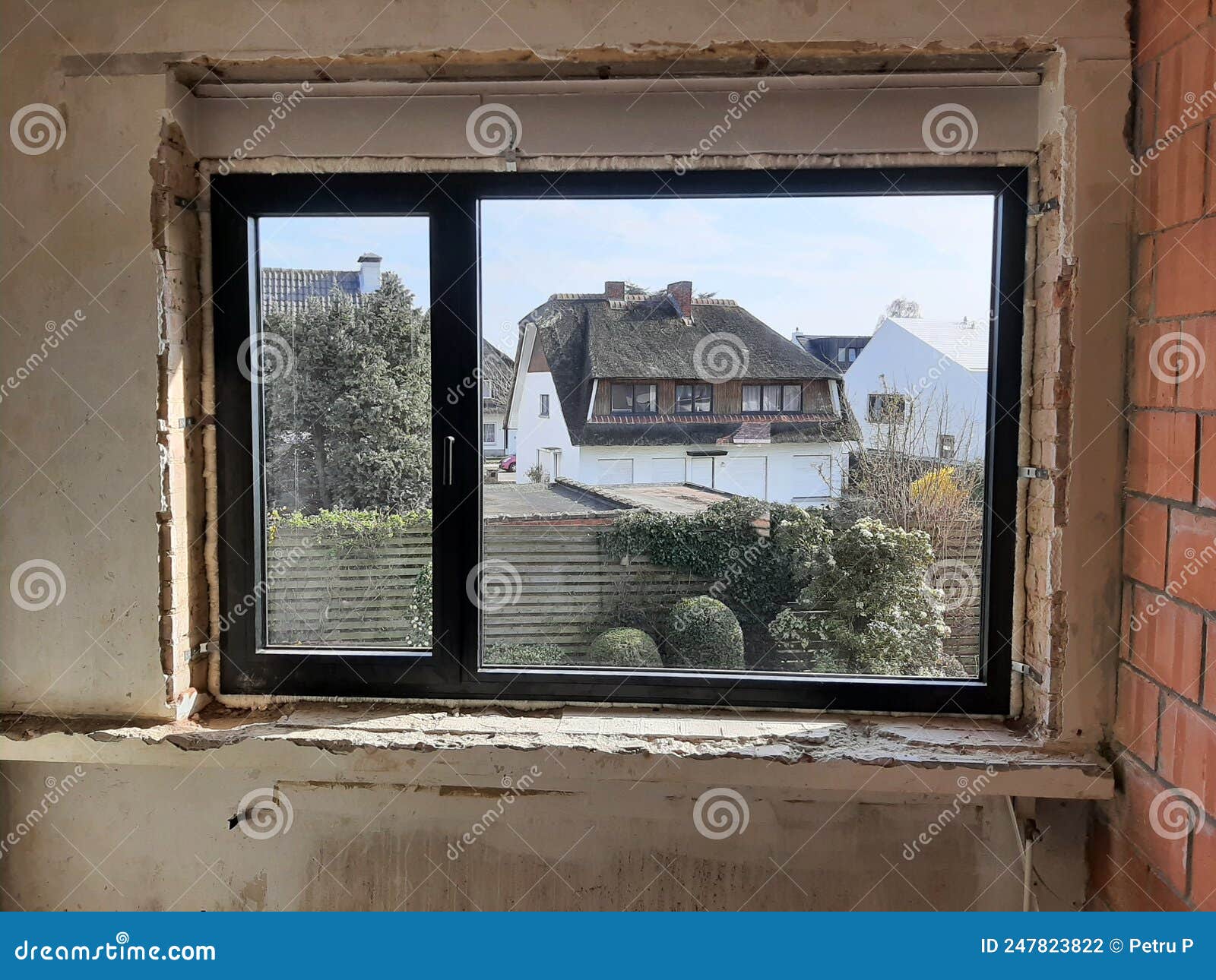 Installing Windows in a Brick House Stock Photo - Image of ceiling ...