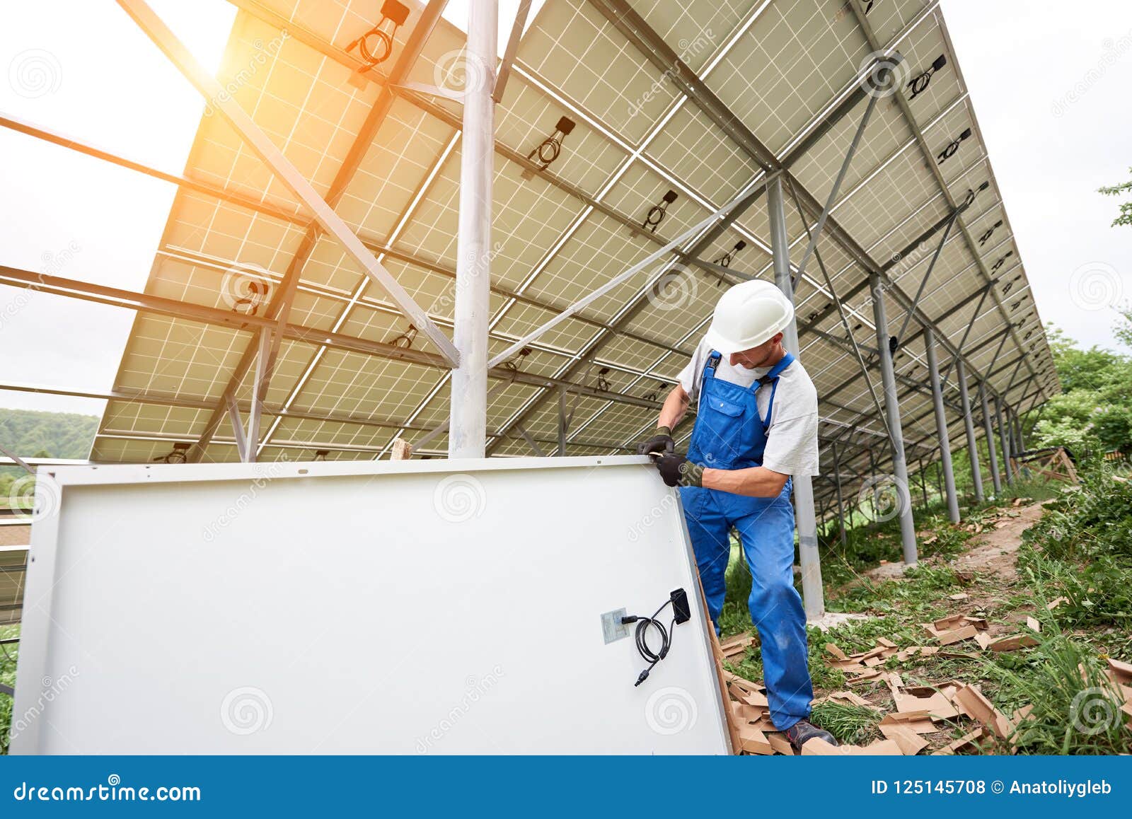 Installing of Solar Photo Voltaic Panel System Stock Photo - Image of ...