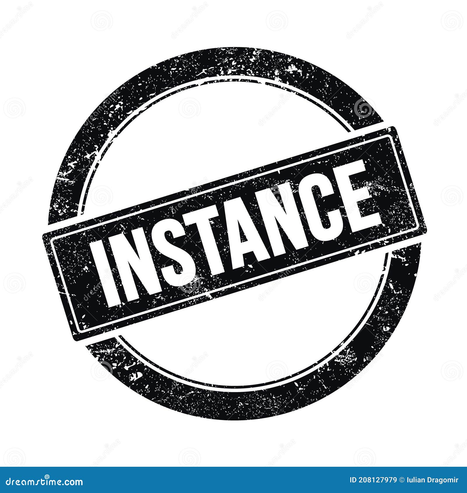 INSTANCE Text on Black Grungy Round Stamp Stock Illustration ...