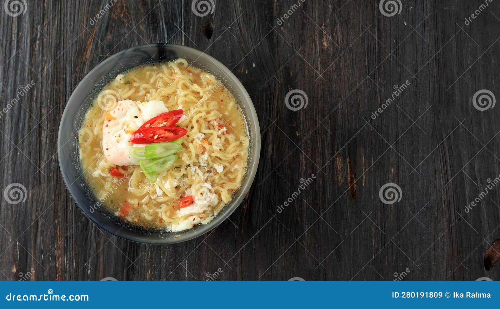 Instant Asian Ramen Noodle with Chilli and Spring Onion Stock Image ...