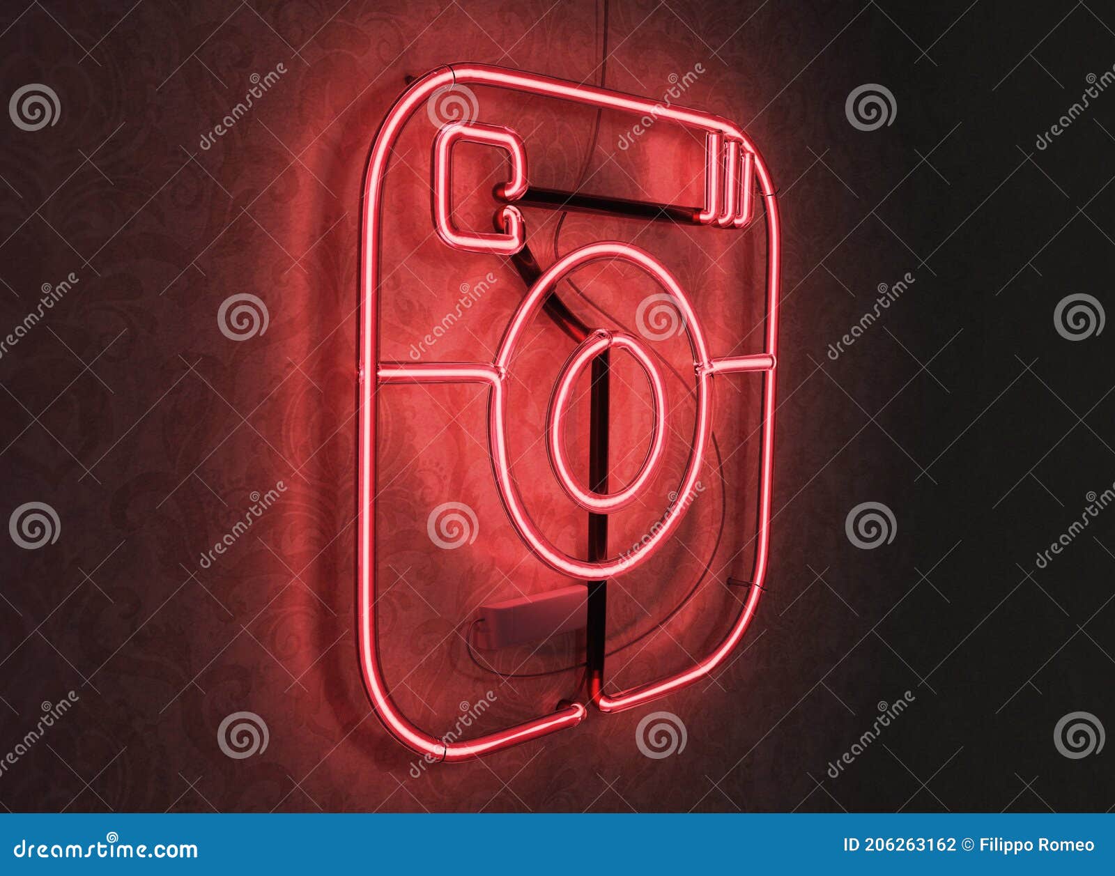 Instant camera neon sign stock illustration. Illustration of ornament ...