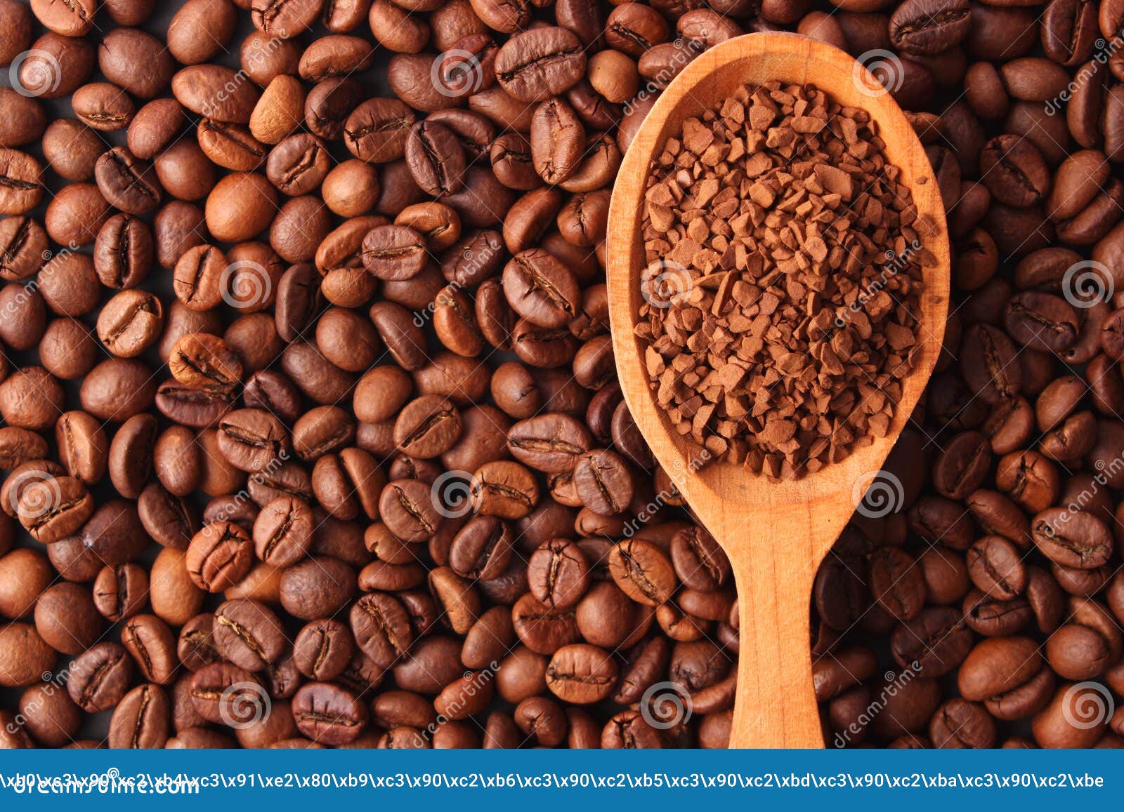 Instant Coffee and Coffee Beans. Background Stock Photo - Image of ...