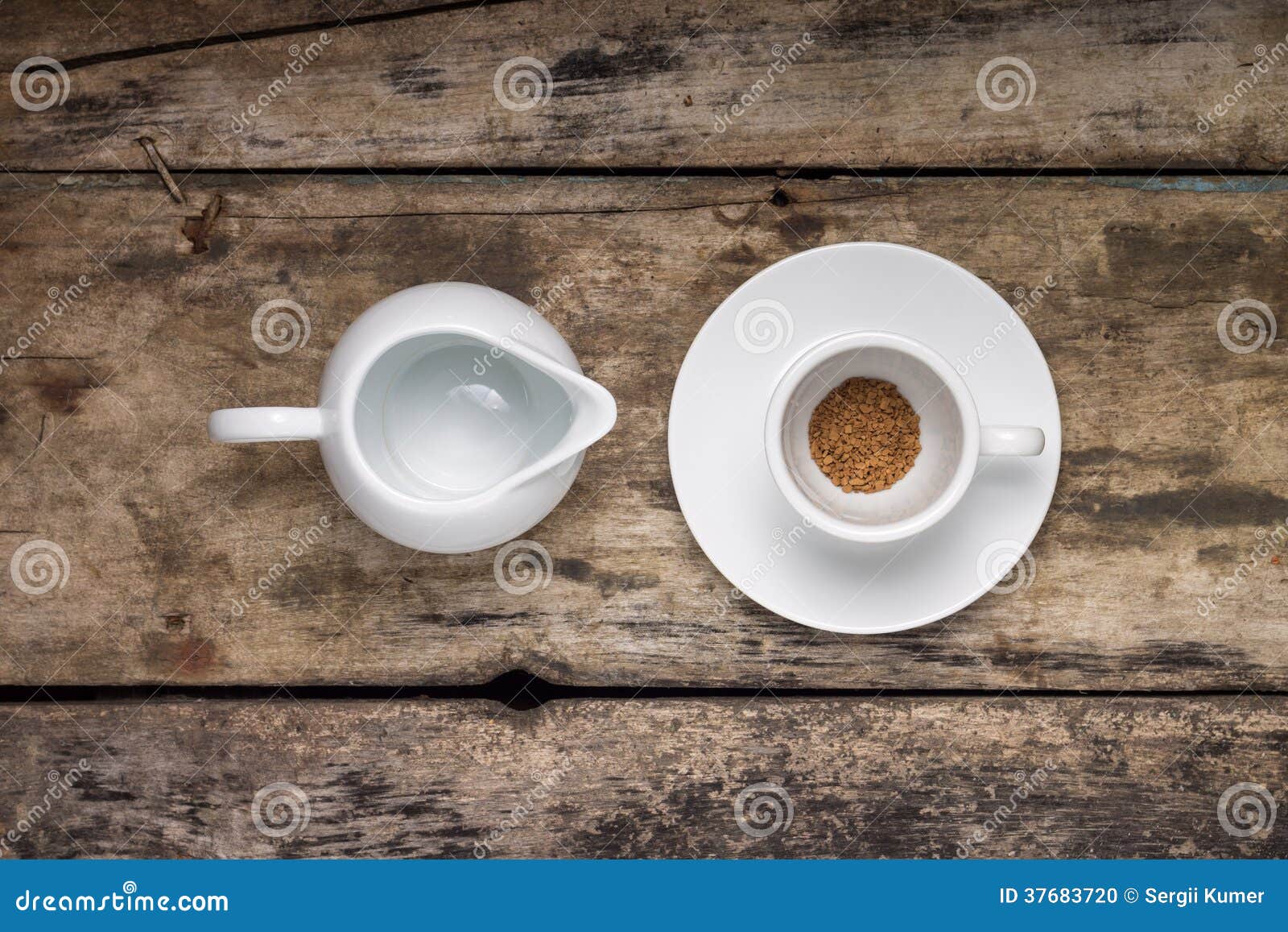 Instant Coffee in Empty Cup with Empty Milk Jag Stock Photo - Image of ...