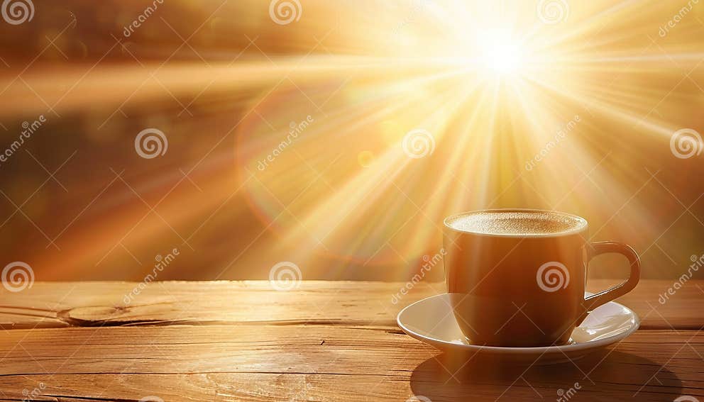 Instant Coffee Morning with Sun Rays Stock Illustration - Illustration ...
